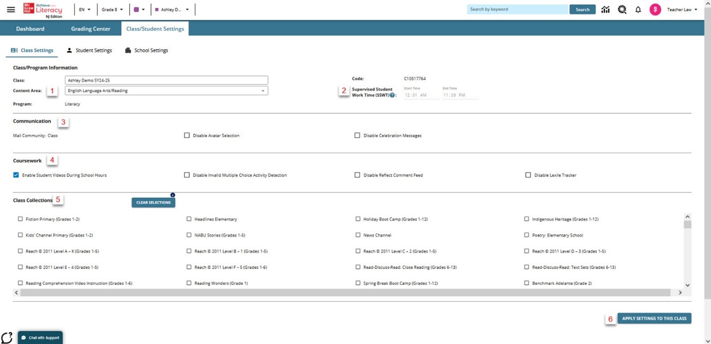 Edit Class Information (Teacher) – Achieve3000 Literacy
